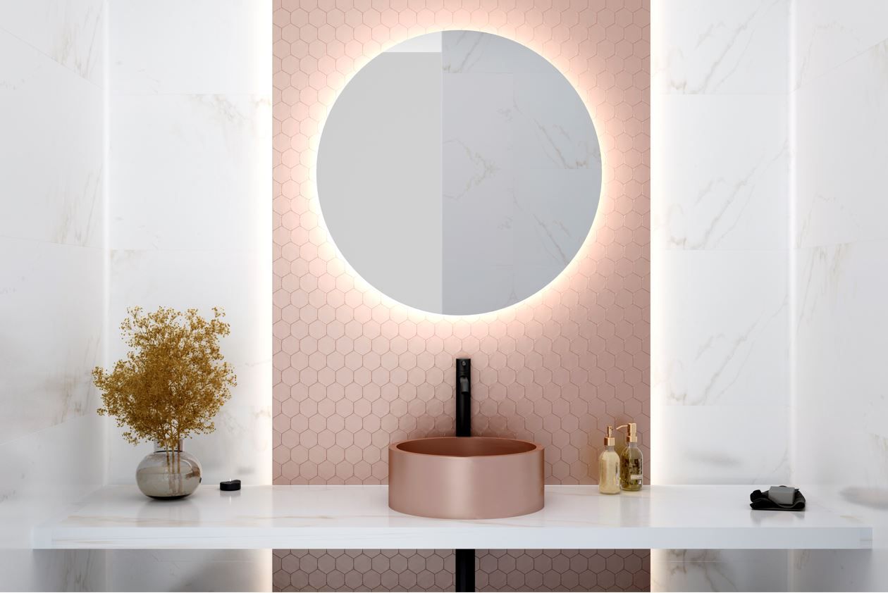 Espejo led 80Ø redondo retroiluminado + Con sensor Touch que conecta el ...