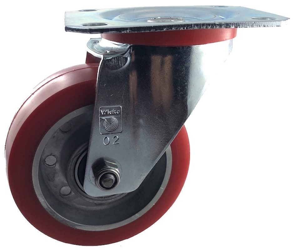 Roulette pivotante diamètre 100 mm polyuréthane SOUPLE REDTHANE® ROUGE ...