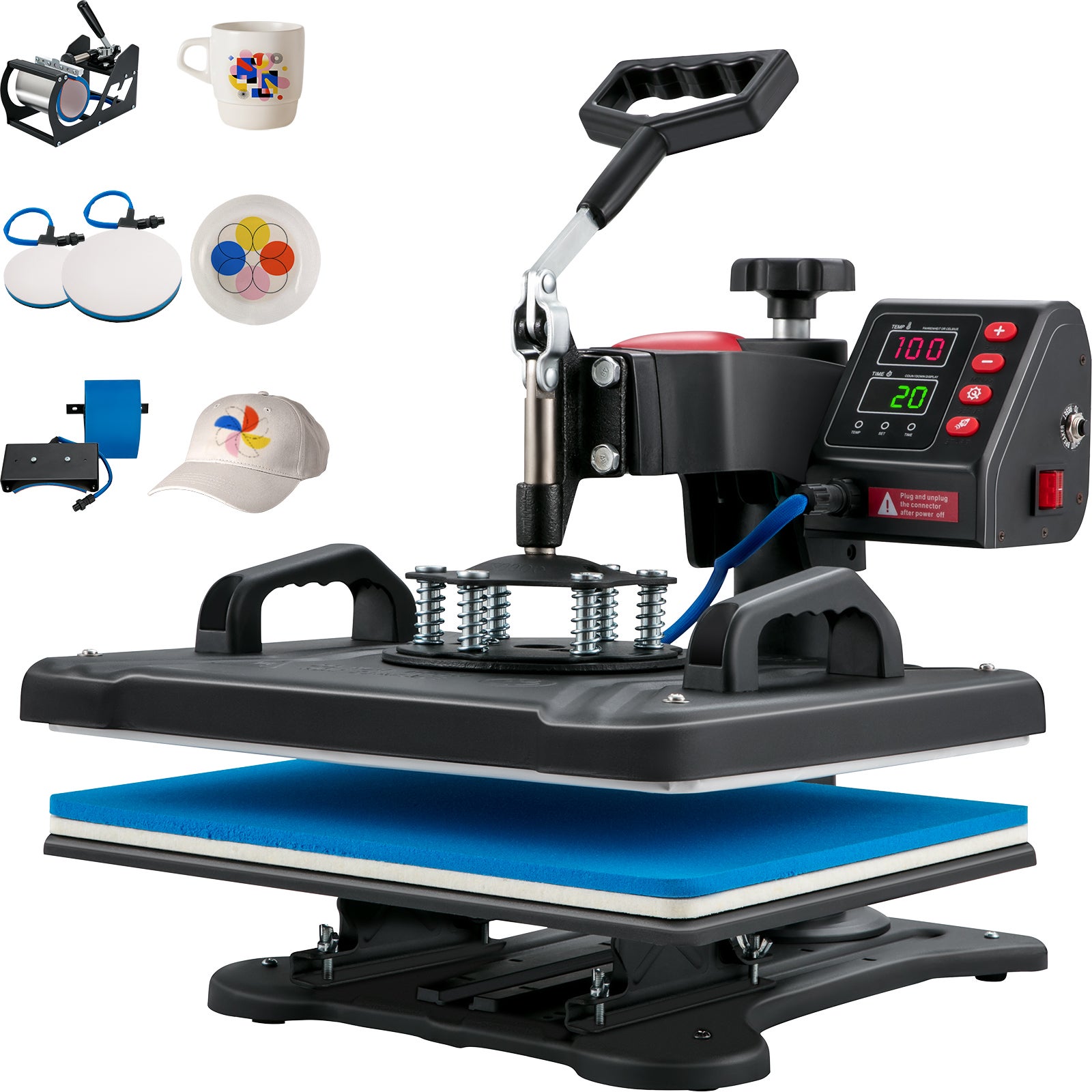 VEVOR 5 en 1 Presse à Chaud Machine de Sublimation Textile 30x38 cm Machine d'Impression 1250 W ...