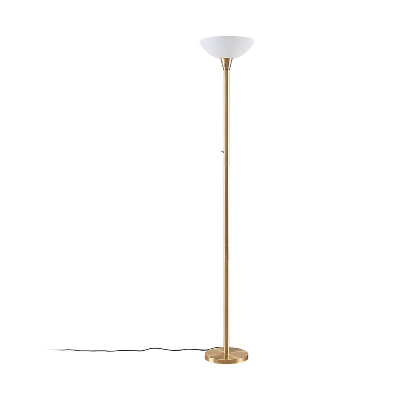 Lampadaire Lindby Ignacia, couleur laiton, verre, 180 cm, E27, lampe ...