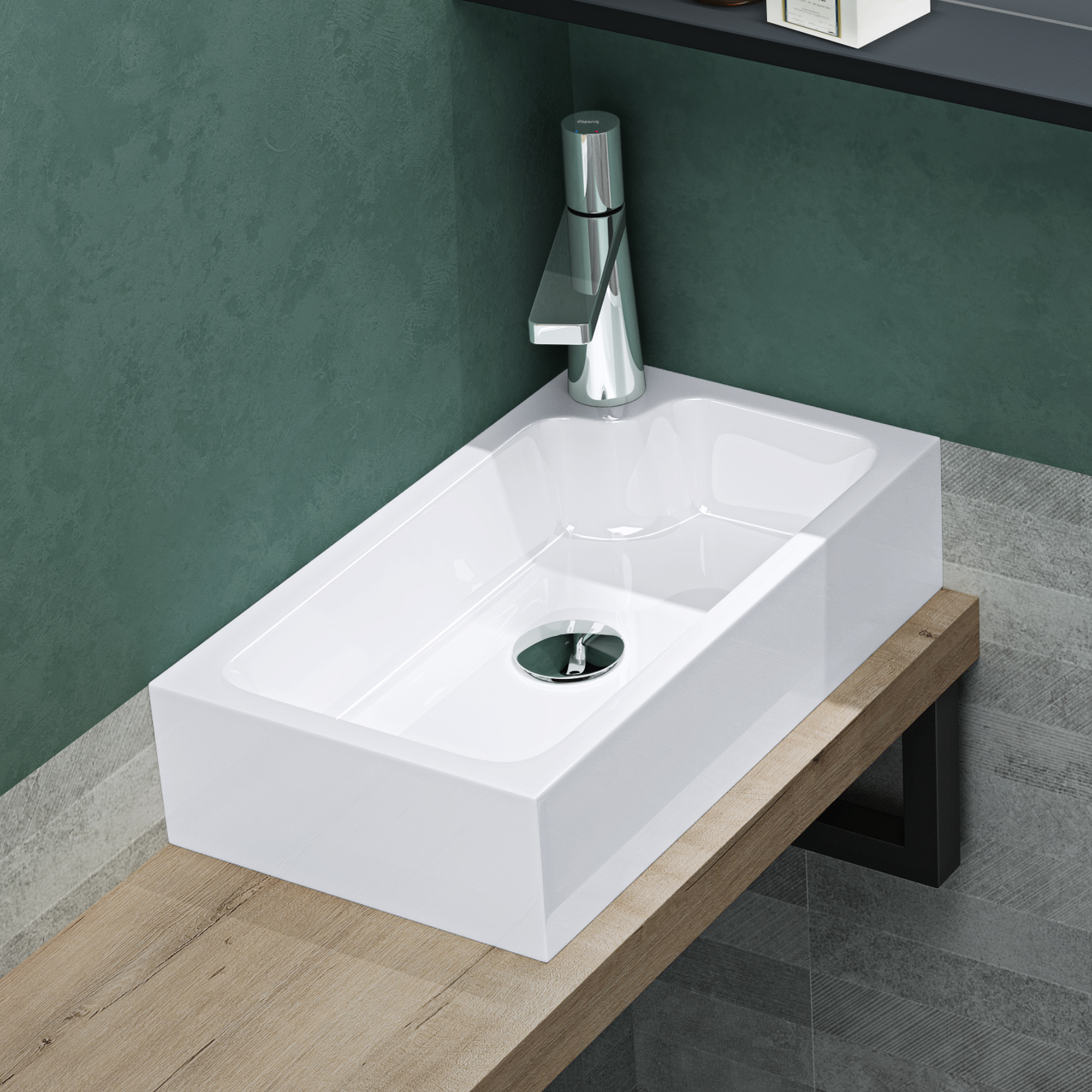 Mai & Mai Petit Lavabo à Poser Blanc 46cm Vasque Évier Lave Mains pour ...