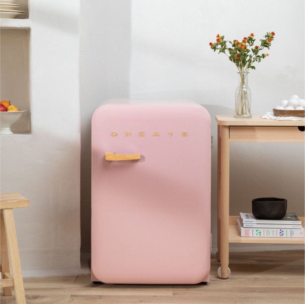 RETRO FRIDGE 107L BOIS- Réfrigérateur Rose Pastel | Leroy Merlin