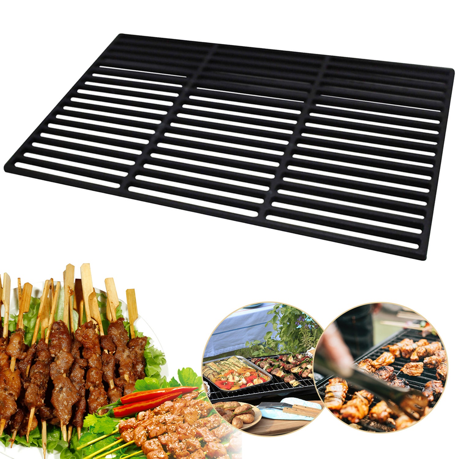 Grille de barbecue carrée en fonte émaillée 54x34cm Pour barbecue à gaz ...