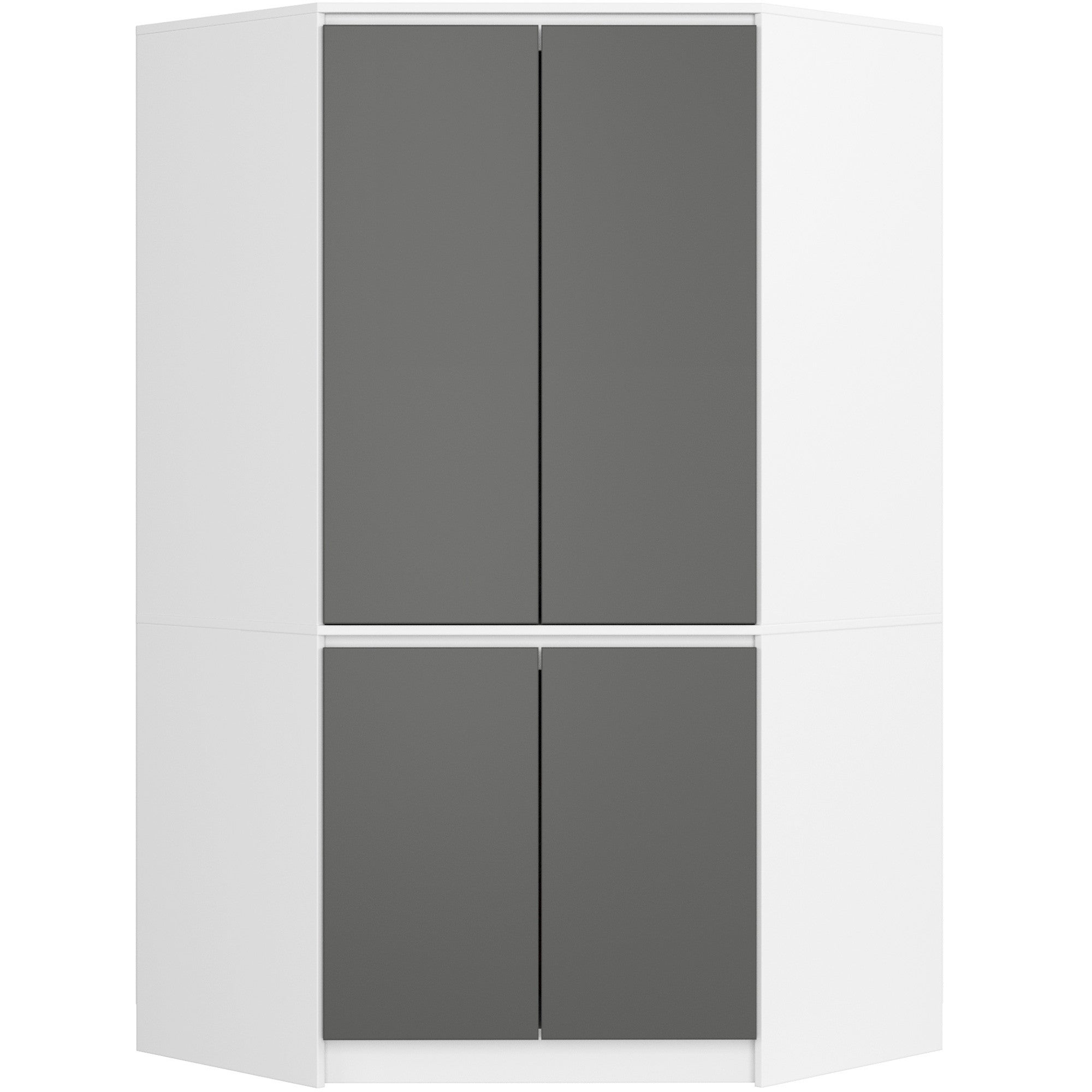 Armoire d'angle : 4 portes, 6 étagères, blanc | Gris, largeur : 100 cm ...