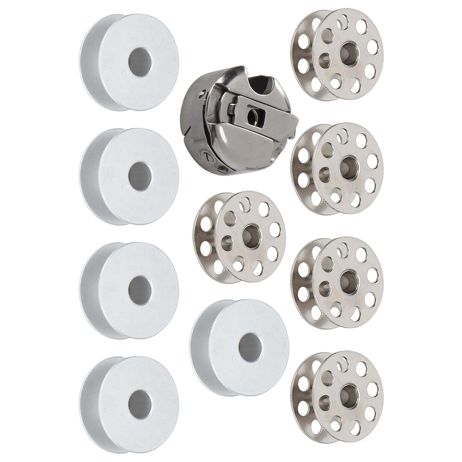 Lot de 10 bobines + boîtier de bobine en métal pour machine à coudre ...