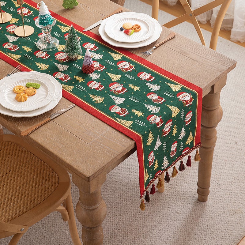 Chemin de table de Noël, style américain, vintage, jacquard, décoration ...