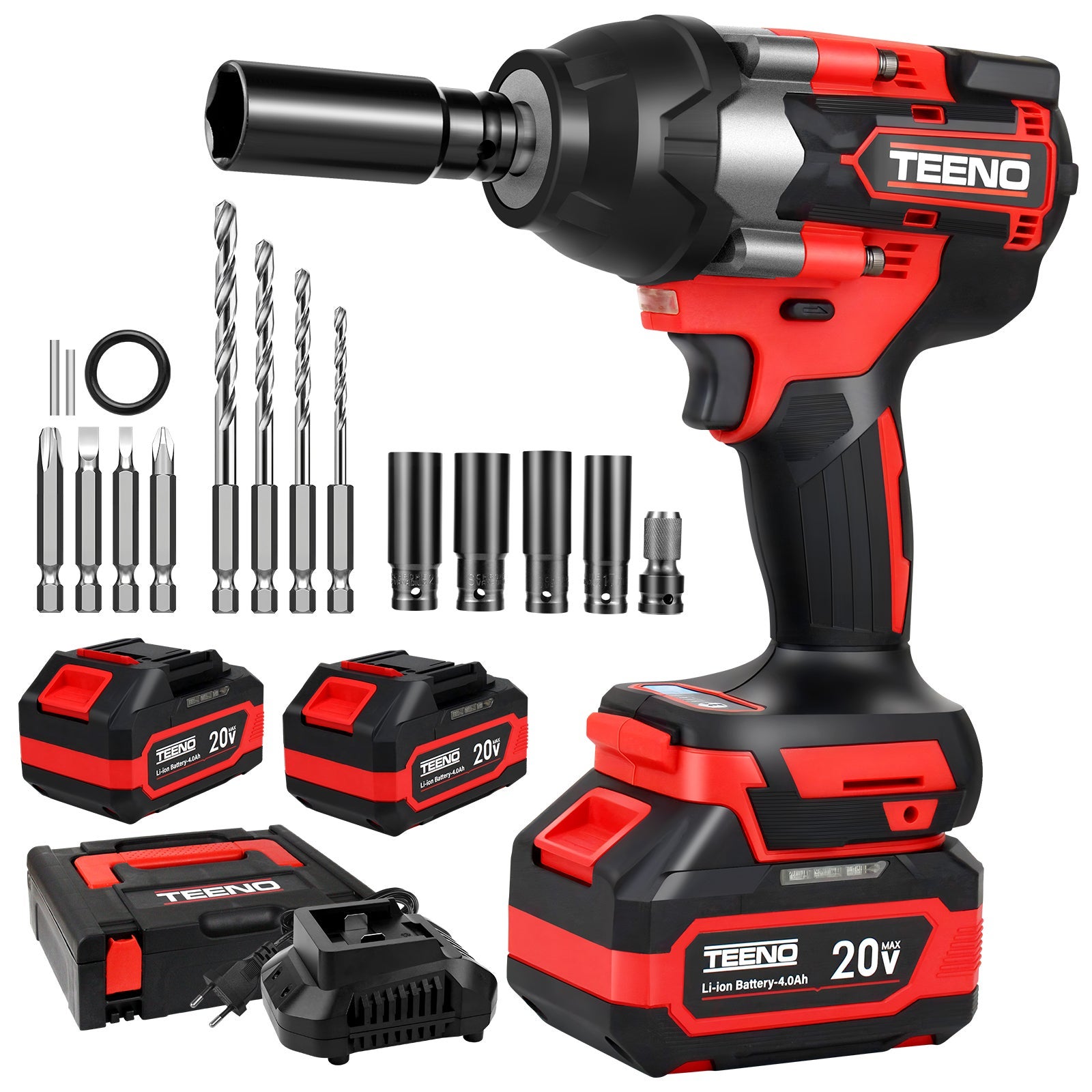 TEENO Clé à Chocs Sans Fil Brushless, Couple Maximal 700N. m, 1/2" avec ...