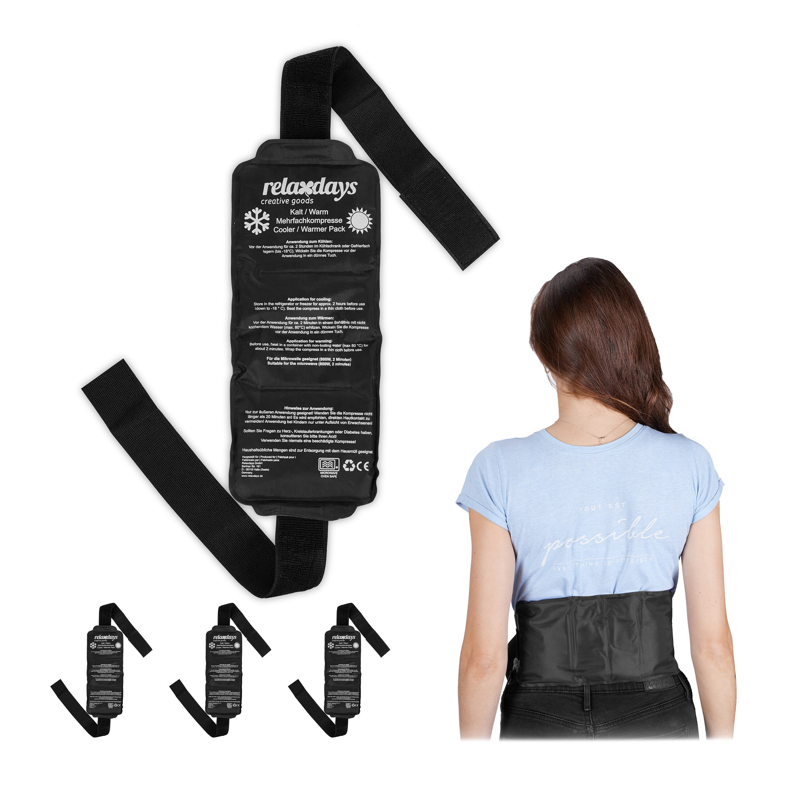 Relaxdays Fascia Ghiaccio per Schiena e Spalle, Set 4 Cuscinetti ...