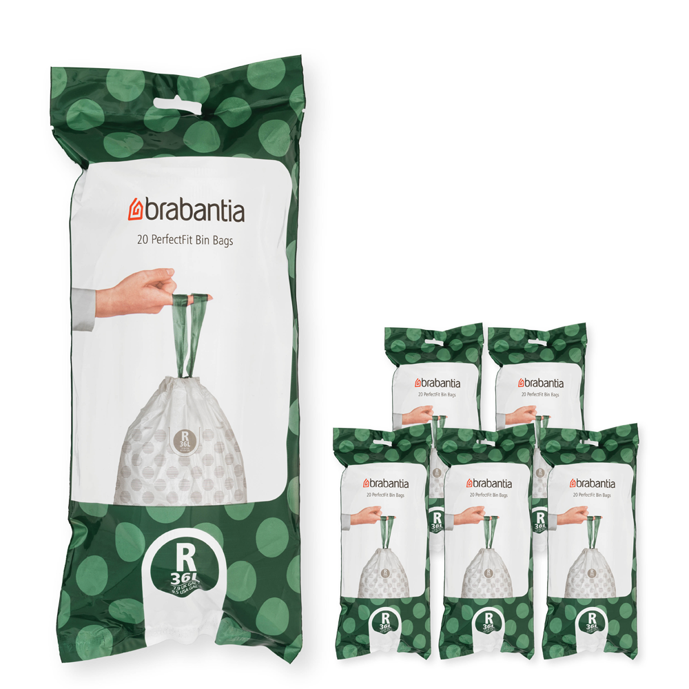 Brabantia Bolsas de basura PerfectFit, código R, 36 litros, 20 bolsas ...