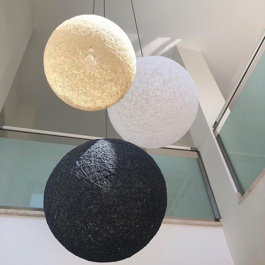 Lámpara Redonda de Techo con Cuerda e Hilo de Algodón. Estilo Nórdico y ...