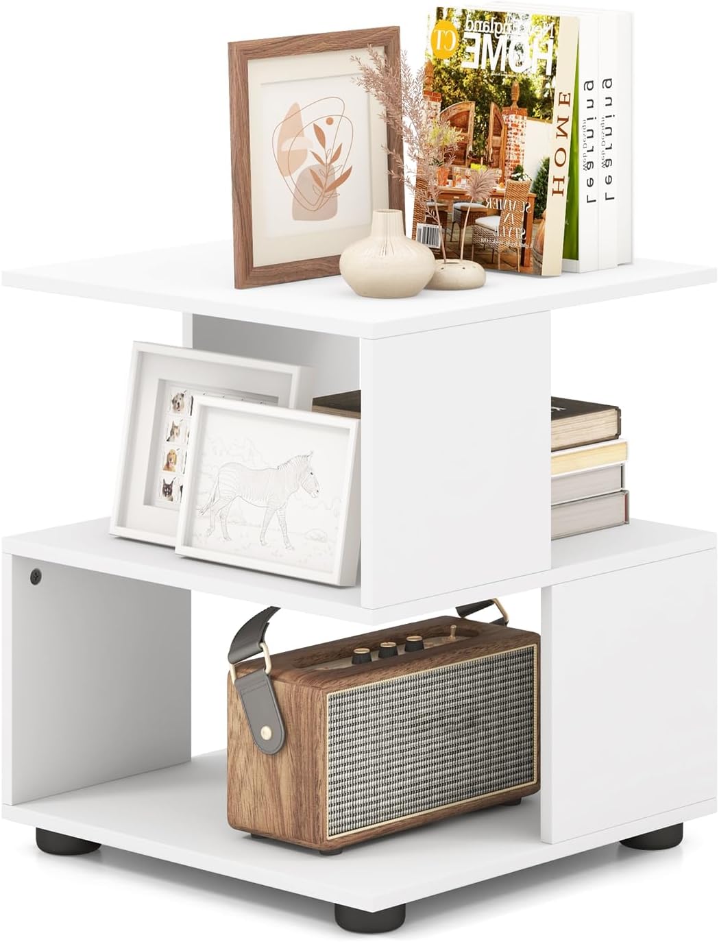 Table d'Appoint à 3 Niveaux en Forme de ‘S’, Table d'Appoint Moderne ...