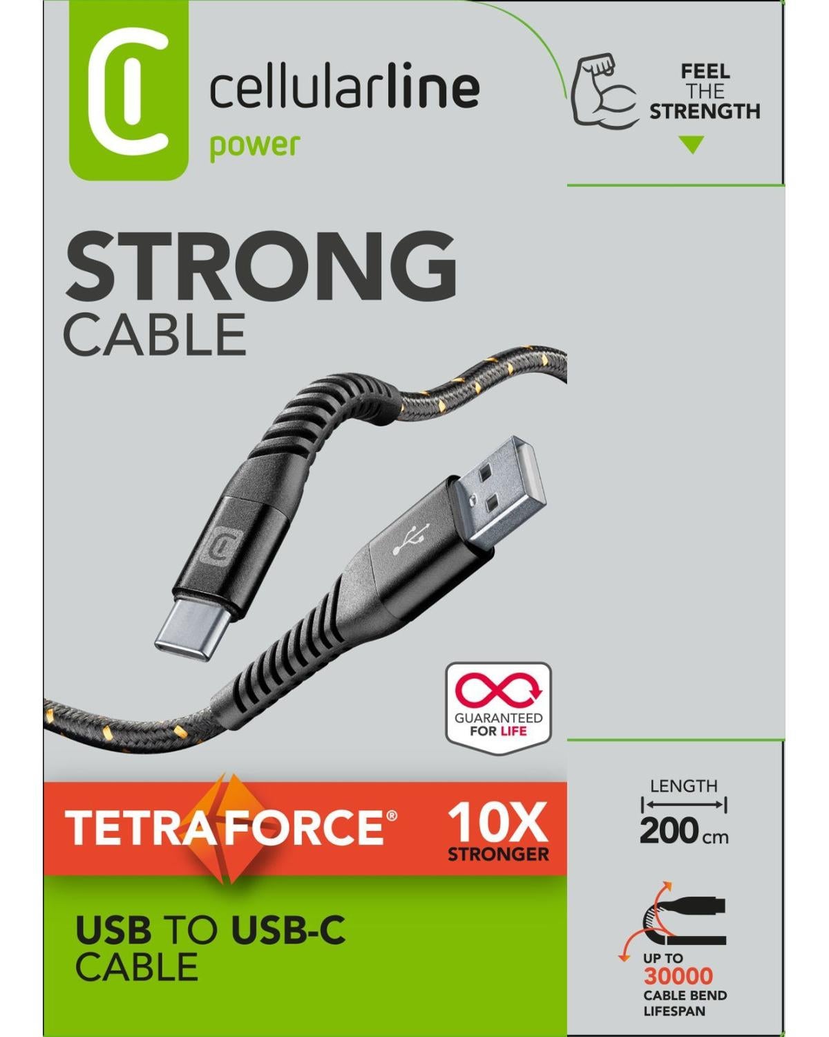 Cellularline Tetra Force Cable 200cm - USB-C | Leroy Merlin