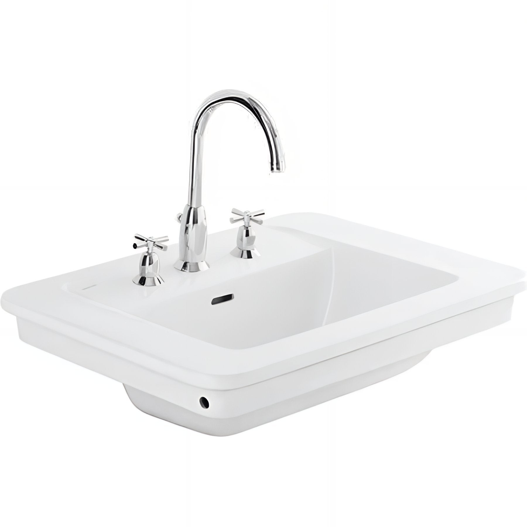 Lavabo de encastre tradicional cerámico de 3 orificios SANINDUSA en ...