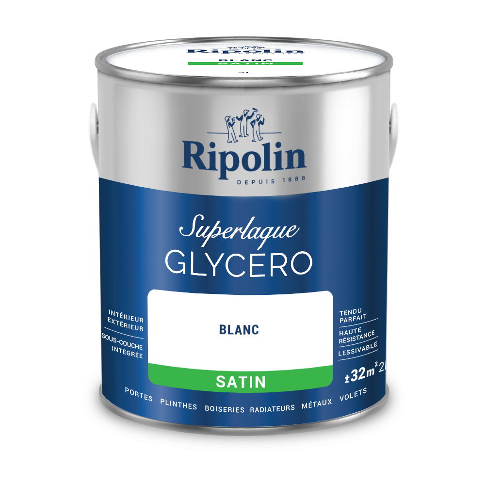 Peinture Superlaque Glycéro satin Blanc 2L | Leroy Merlin