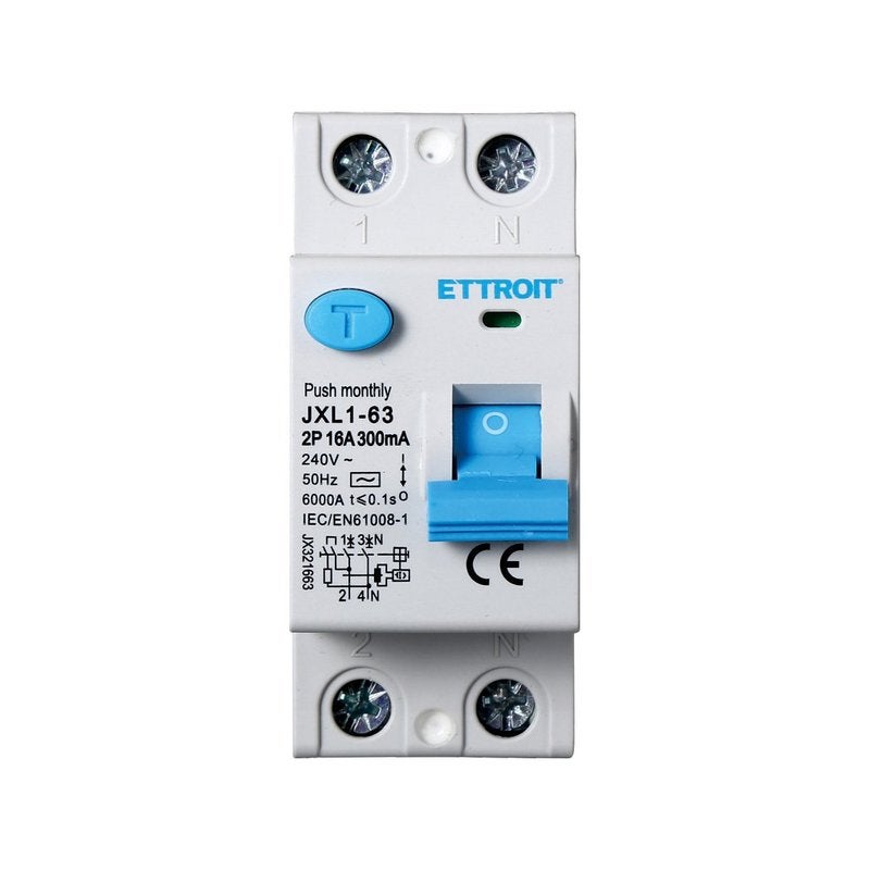 ETTROIT MAGNETOTERMICO DIFFERENZIALE PURO SALVAVITA BARRA DIN 2P 240V 300mA 6KA - 16 | Leroy Merlin