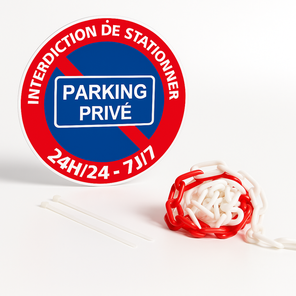 Panneau parking privé interdiction de stationner 24H/24 7J/7 disque ...