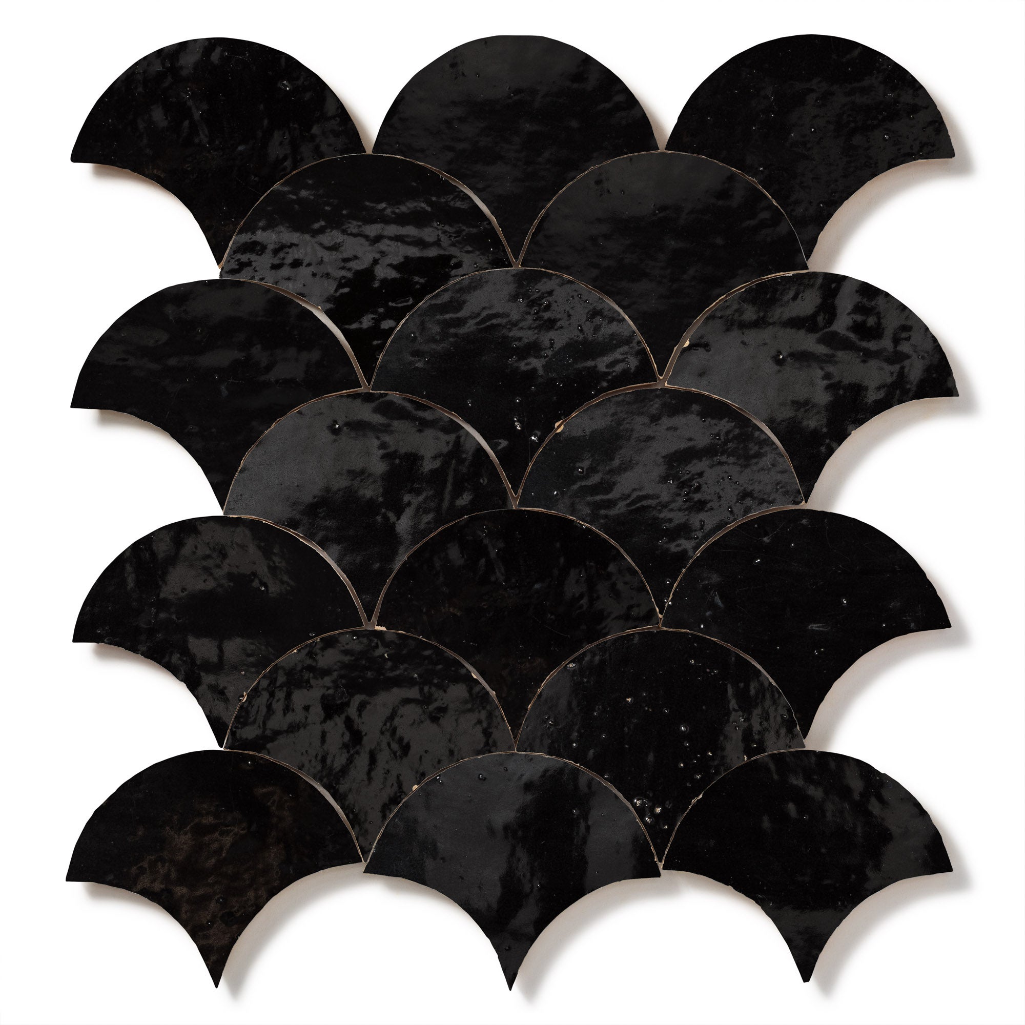 Zellige Marocain Artisanal Véritable - Noir Intense Ecaille grand 10x12 ...