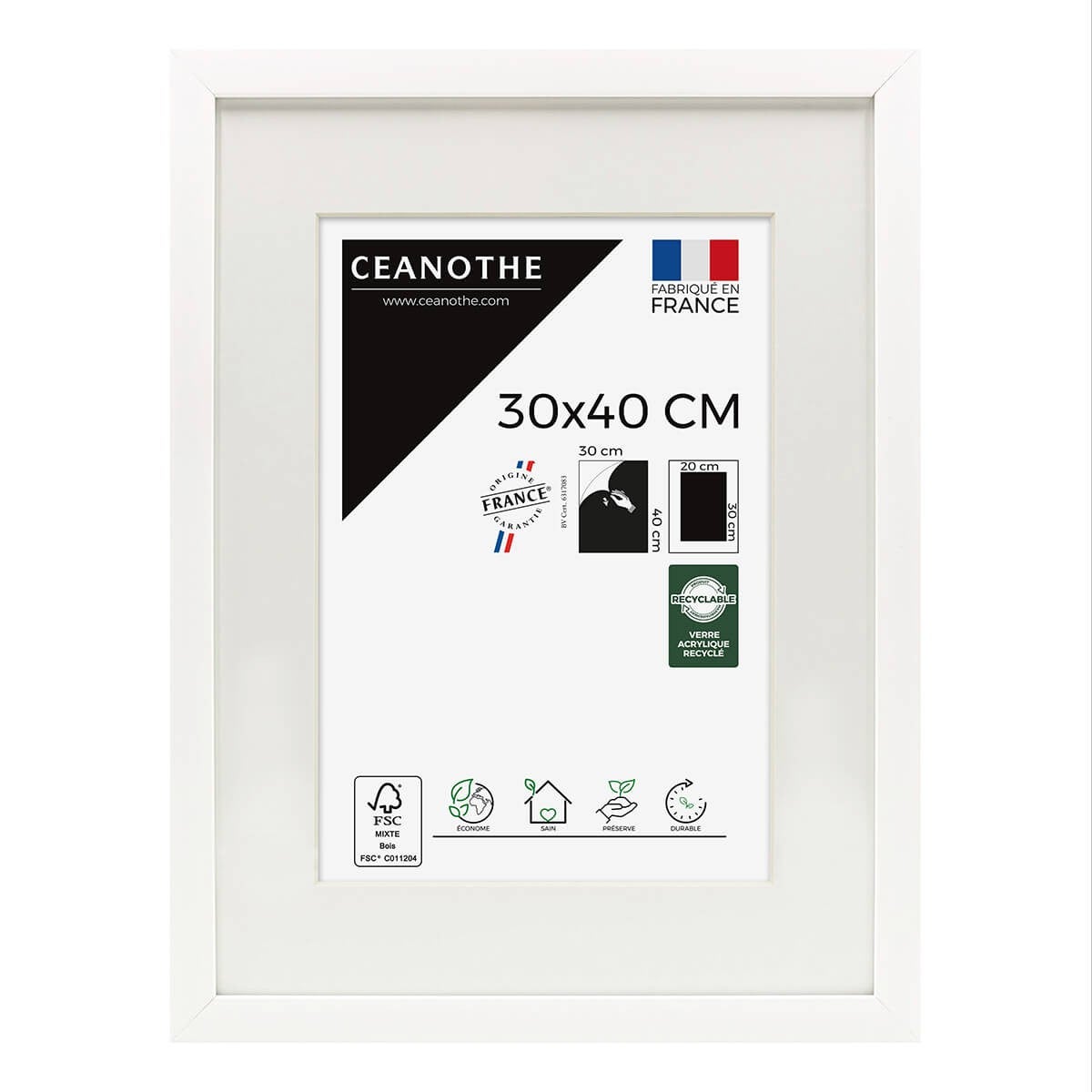 Cadre photo Milan blanc 30x40 cm avec passe-partout | Leroy Merlin