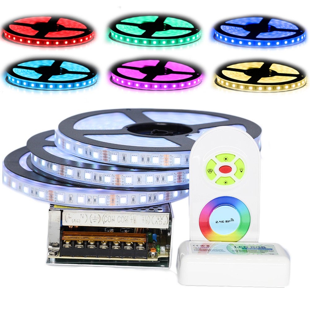 Kit ruban Professionnel 5050 - 60 LED/m - 15 mètres ( 3 X 5 mètres ) RGB étanche (IP67) avec ...