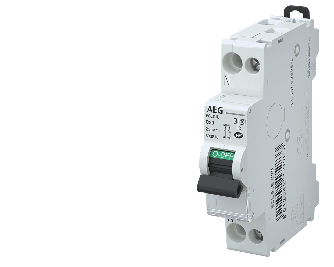 Disjoncteur modulaire phase neutre 20A 4.5kA à vis AEG | Leroy Merlin