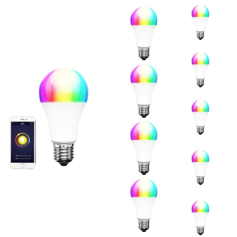 Ampoule LED Connectée Wifi E27 8.5W RGBW A60 (Pack de 10) - SILAMP | Leroy Merlin