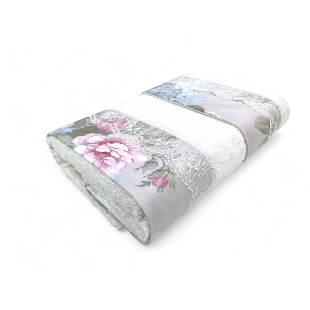 Set de serviettes 1+1 Macramé dentelle roseto crème, pur coton, Made in ...