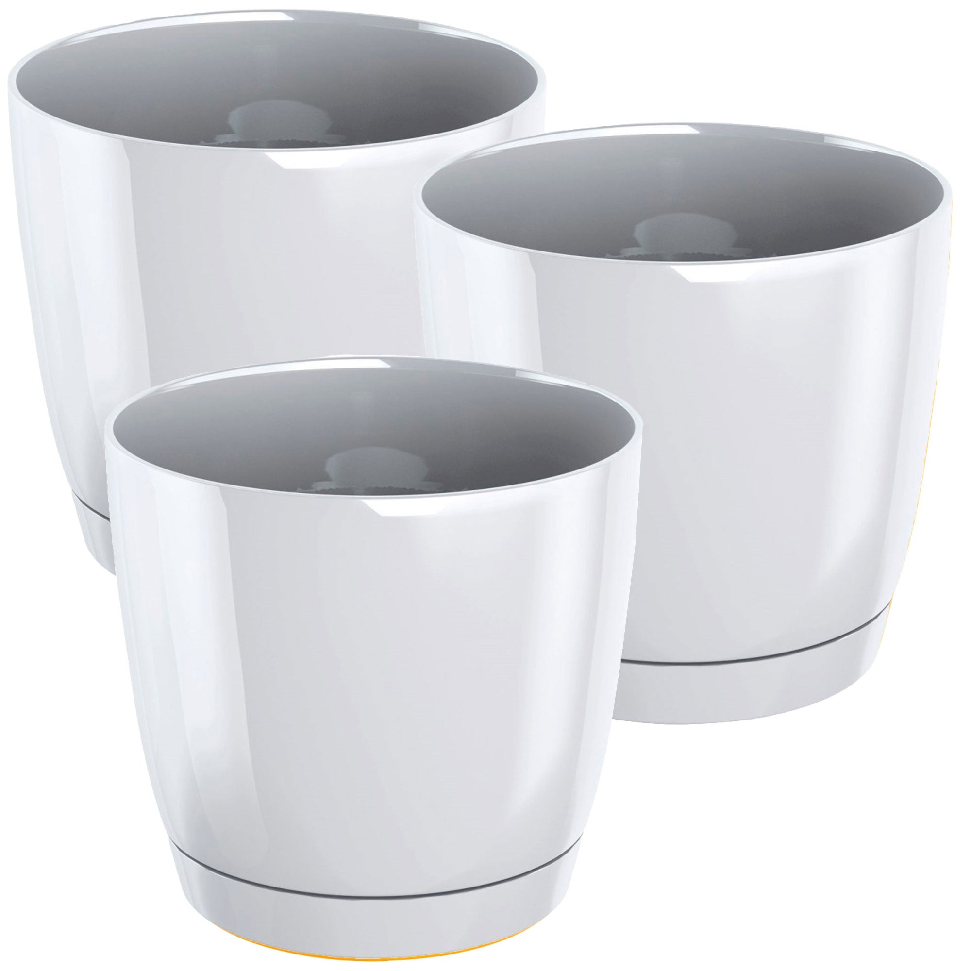 3 Pot plastique Coubi Round P Blanc 15,5 x 15,5 x 14,2 | Leroy Merlin