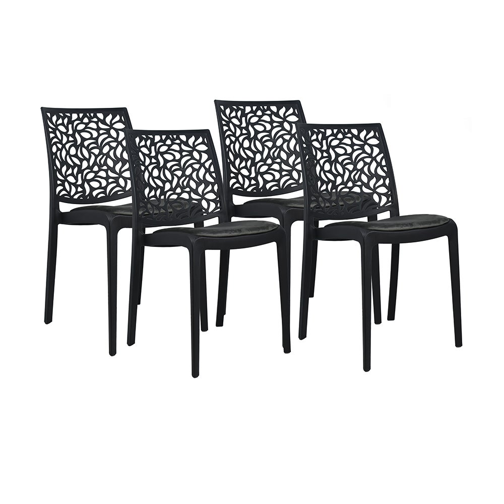 Set de 4 sillas Anna Soft apilables negras en resina con fibra de ...