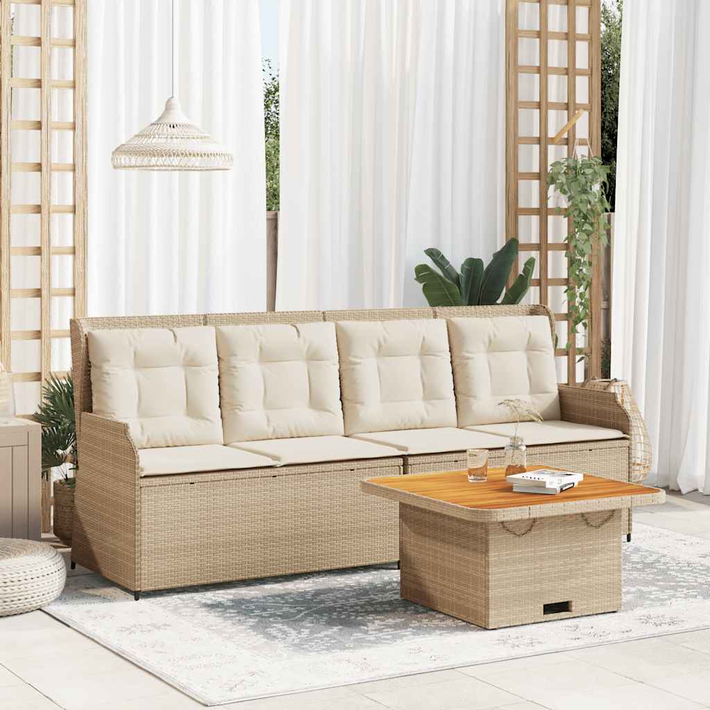 Set muebles de jardín 3 piezas y cojines ratán sintético beige | Leroy ...