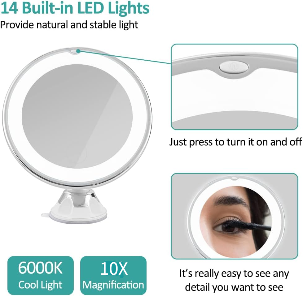Loupe grossissante x10 avec lumière, LED et ventouse verrouillable ...