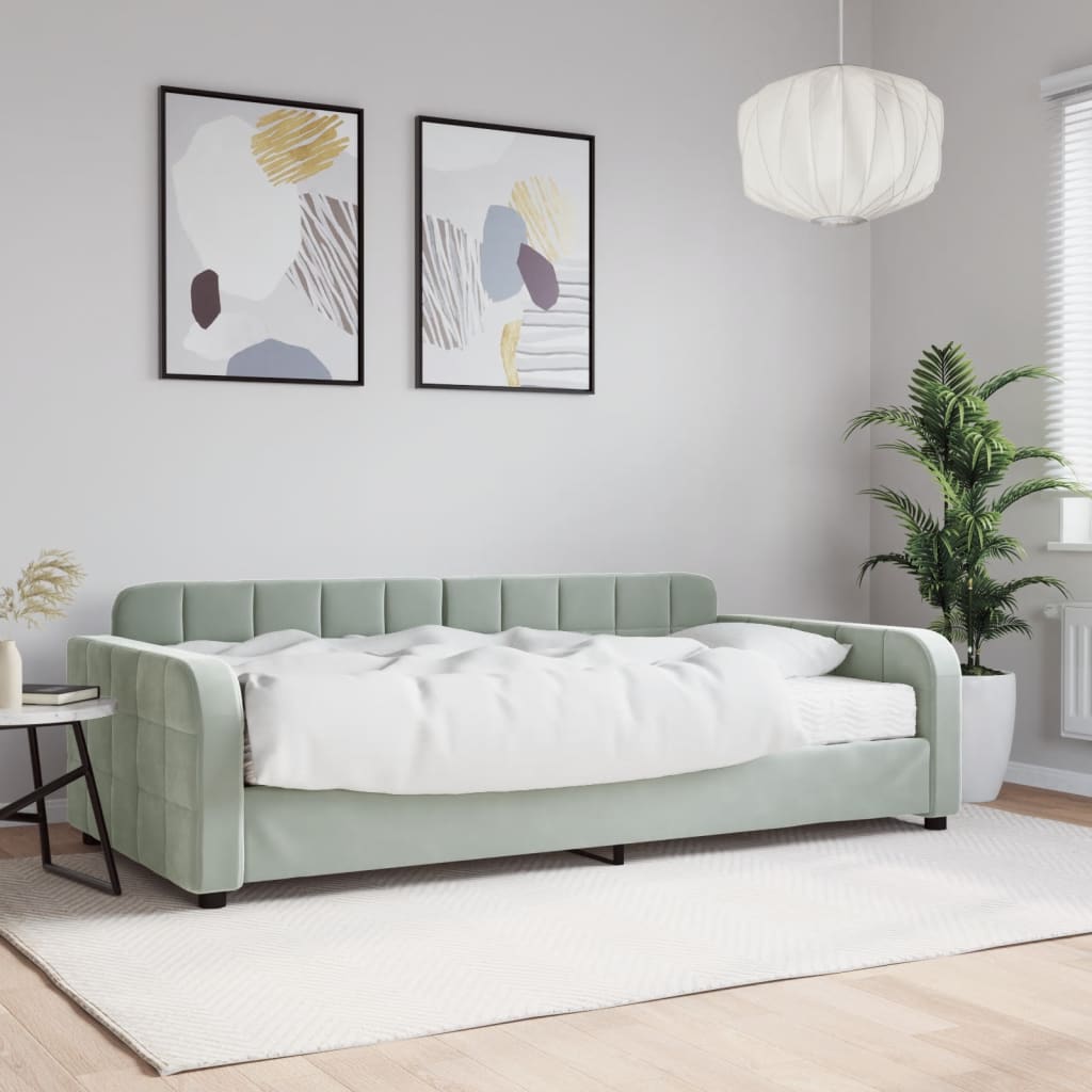 Maison Exclusive - Lit de jour avec matelas gris clair 100x200 cm ...