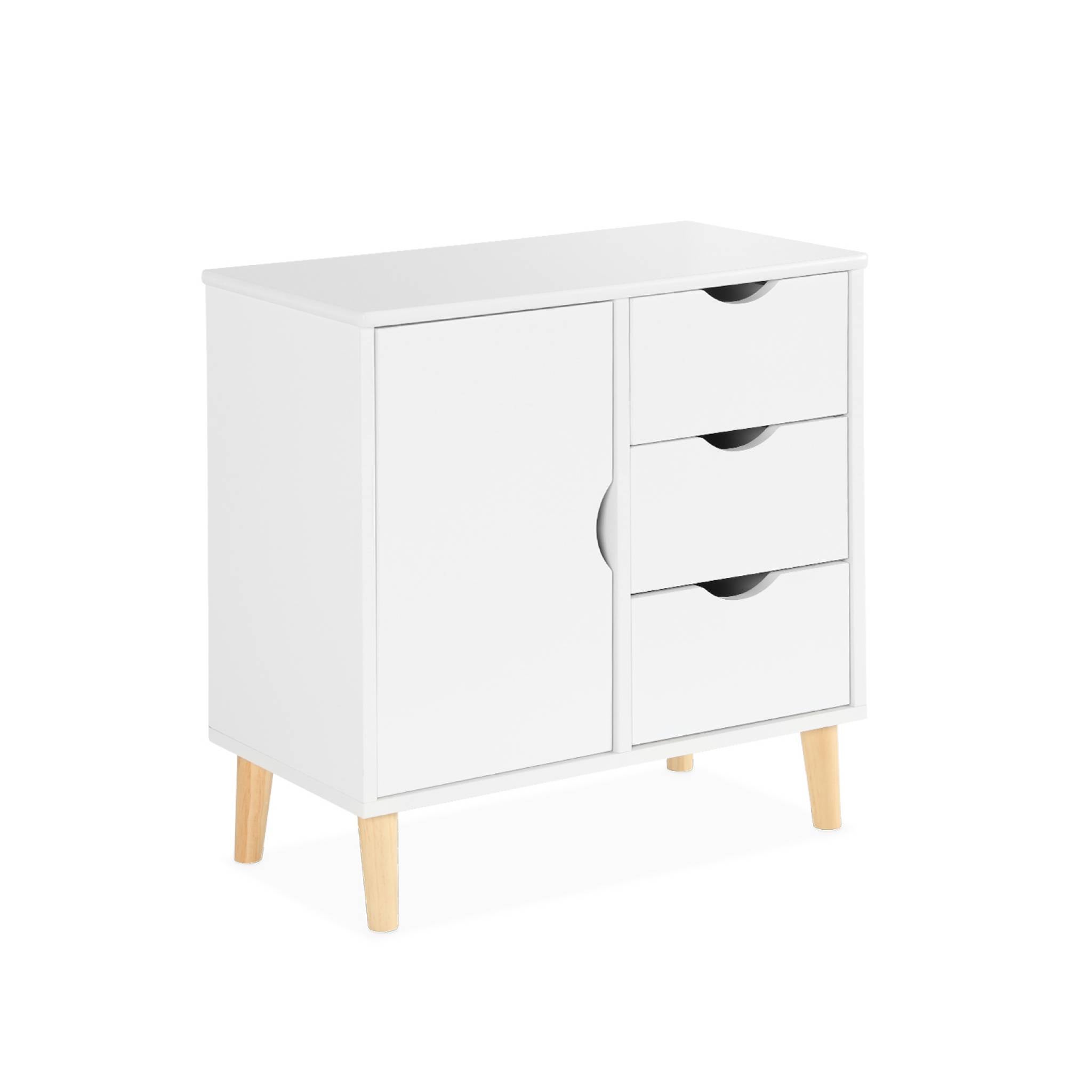 Arcón infantil, 1 puerta y 3 cajones, Tobias, Blanco, 59.5x29.5x62 cm ...