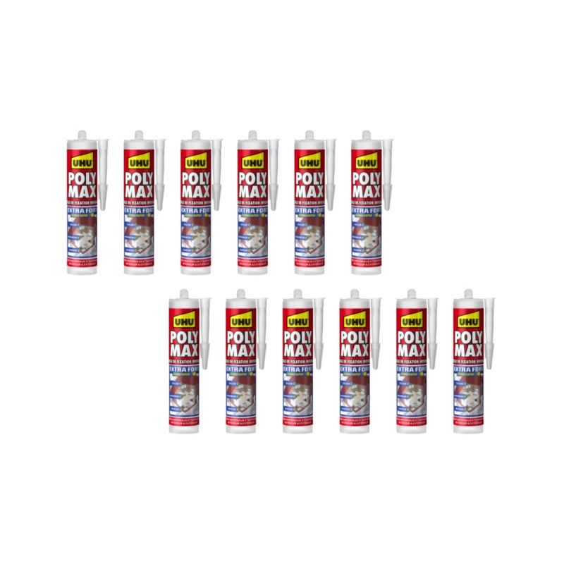 Lot de 12 colles mastics extra forte Polymax UHU - Invisible - 300 g ...