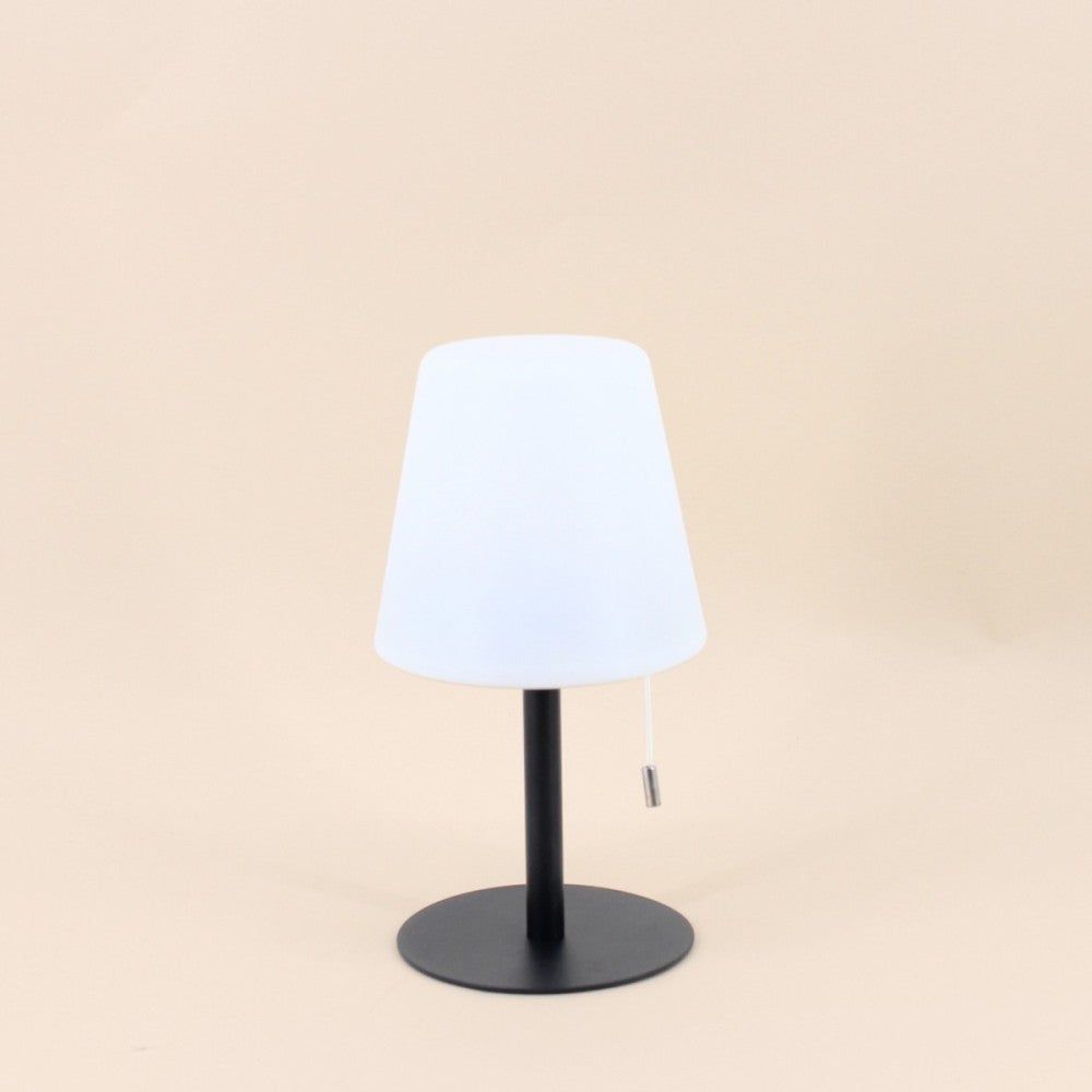 Lampe recharg. USB métal noir et abat-jour blanc 30cm "Changing colors ...