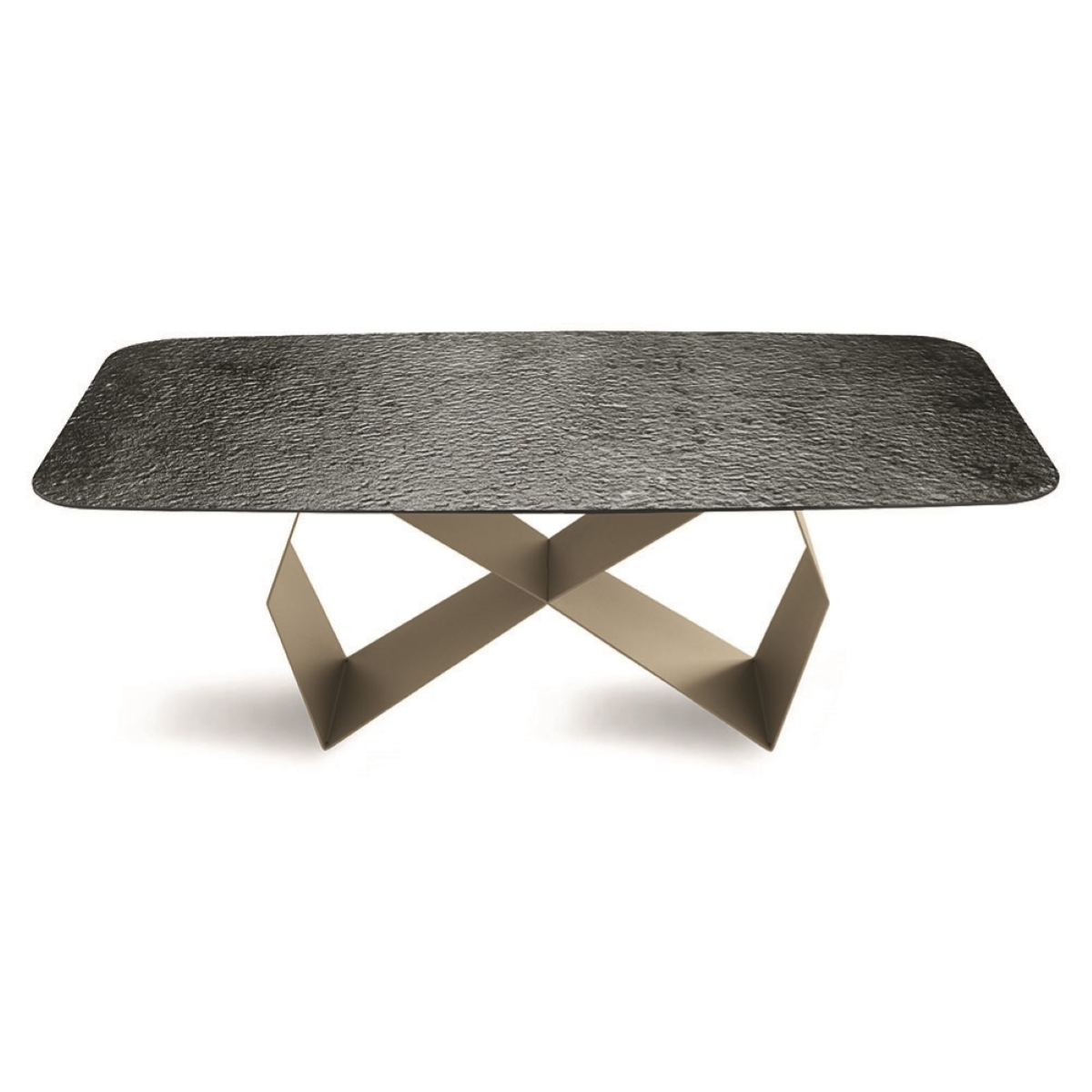 Tavolo 210 cm KARL vetro martellato Fumè base Beige elegante sala ...