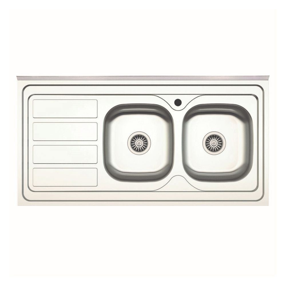 Lavabo de acero inoxidable SA46 con dos tinas y gocciolatoio izquierdo ...