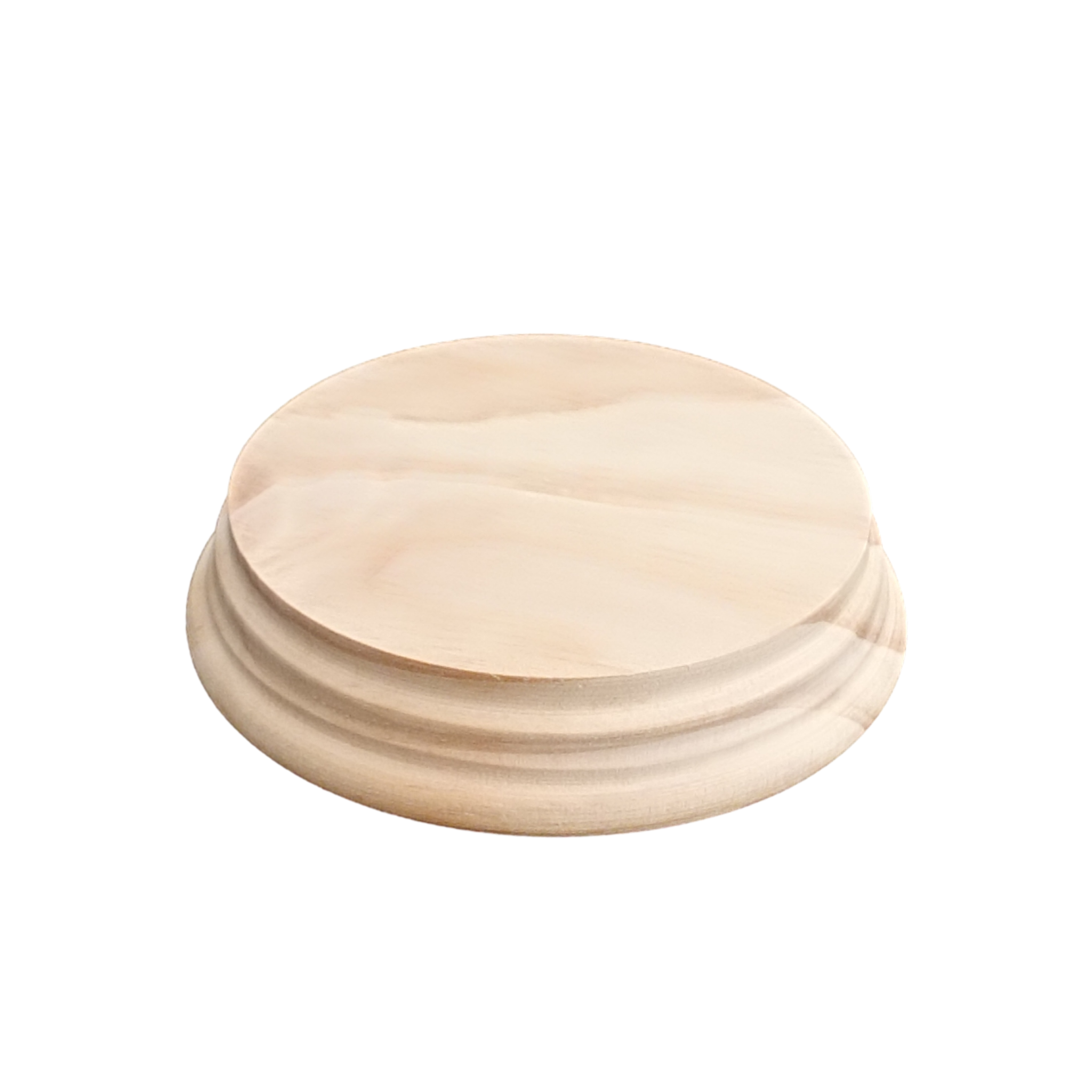 Socle rond en bois. Fabriqué en pin massif tourné. Brut, peut être ...