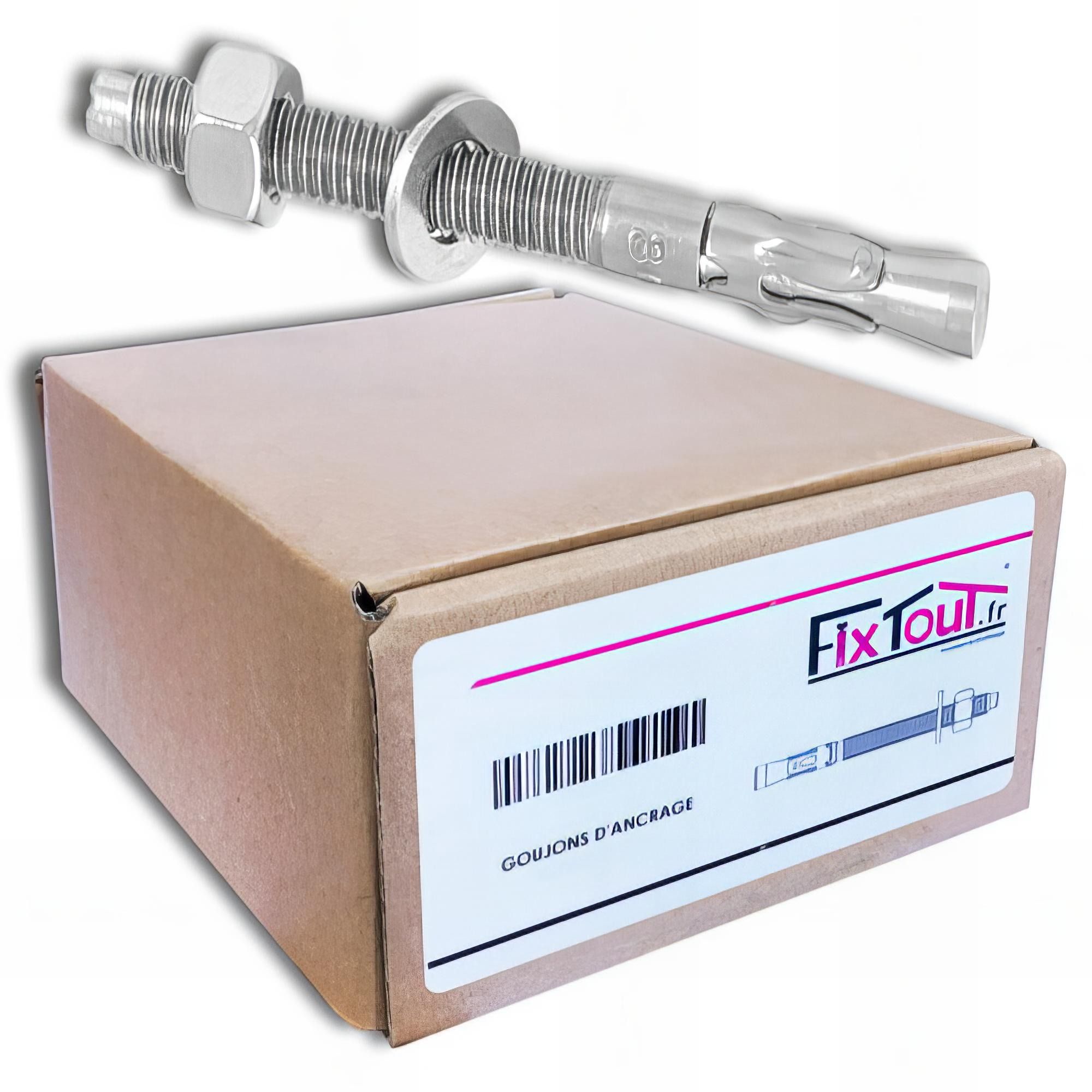 5 goujons d'ancrage M12 x Lt 125 mm. Epaisseur à fixer 30 mm. INOX A2 - Fixtout | Leroy Merlin