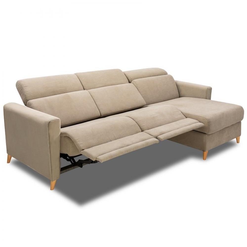 Canapé d'angle méridienne 2 places maxi 2 relax électrique WAGRAM beige ...