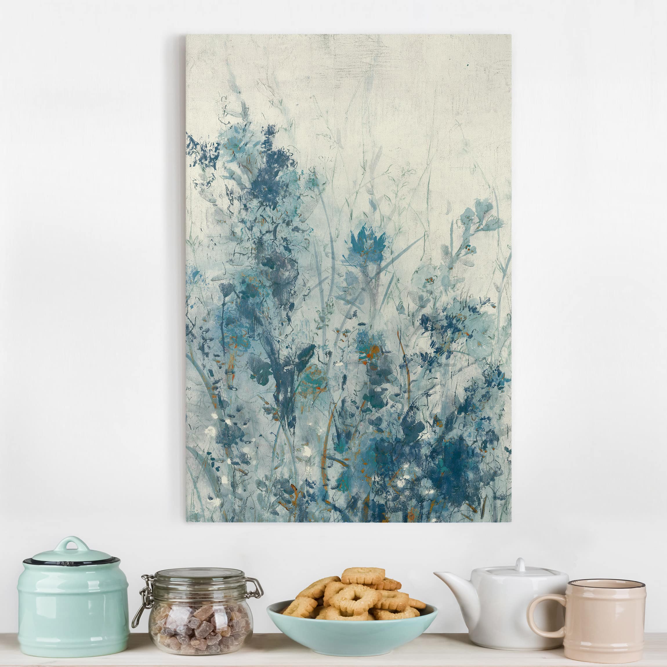 Impression sur toile tableau sur toile châssis bleu botanique plantes ...