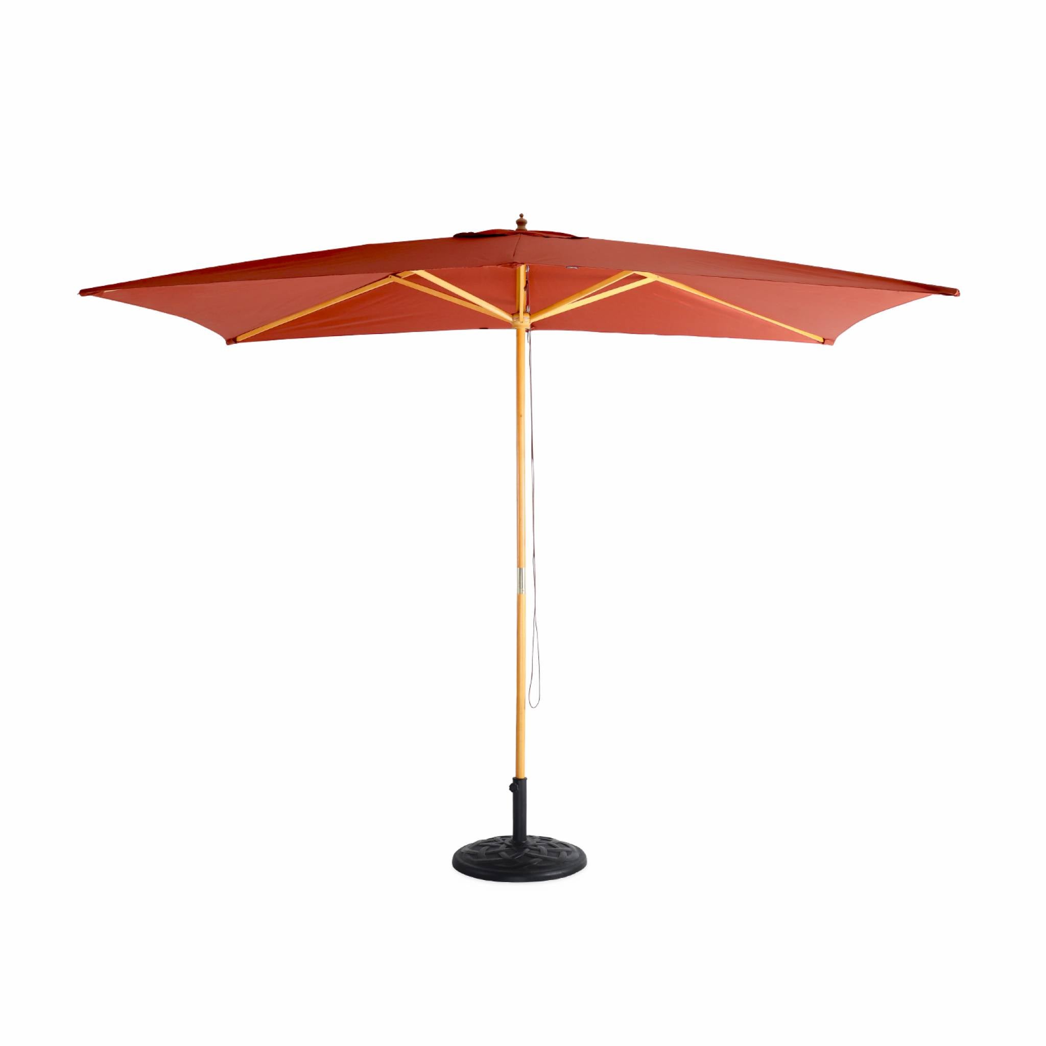 Parasol droit rectangulaire en bois 2x3m - Cabourg Terracotta - mât ...