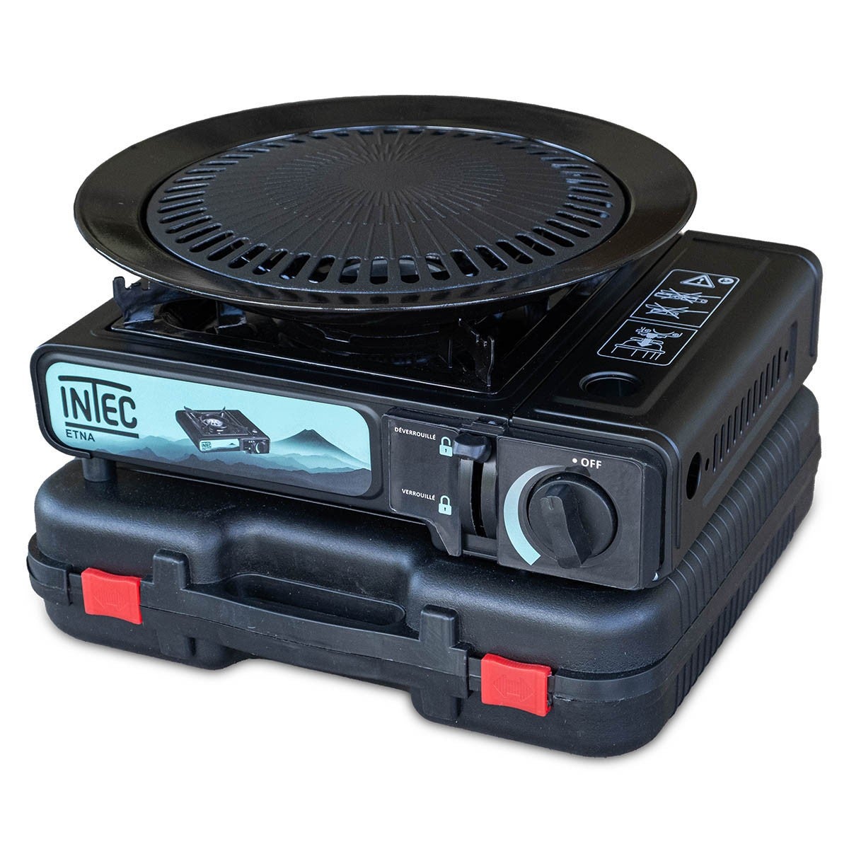 Réchaud à gaz portable 2200W Etna + Plaque Grill Barbecue Camping ...