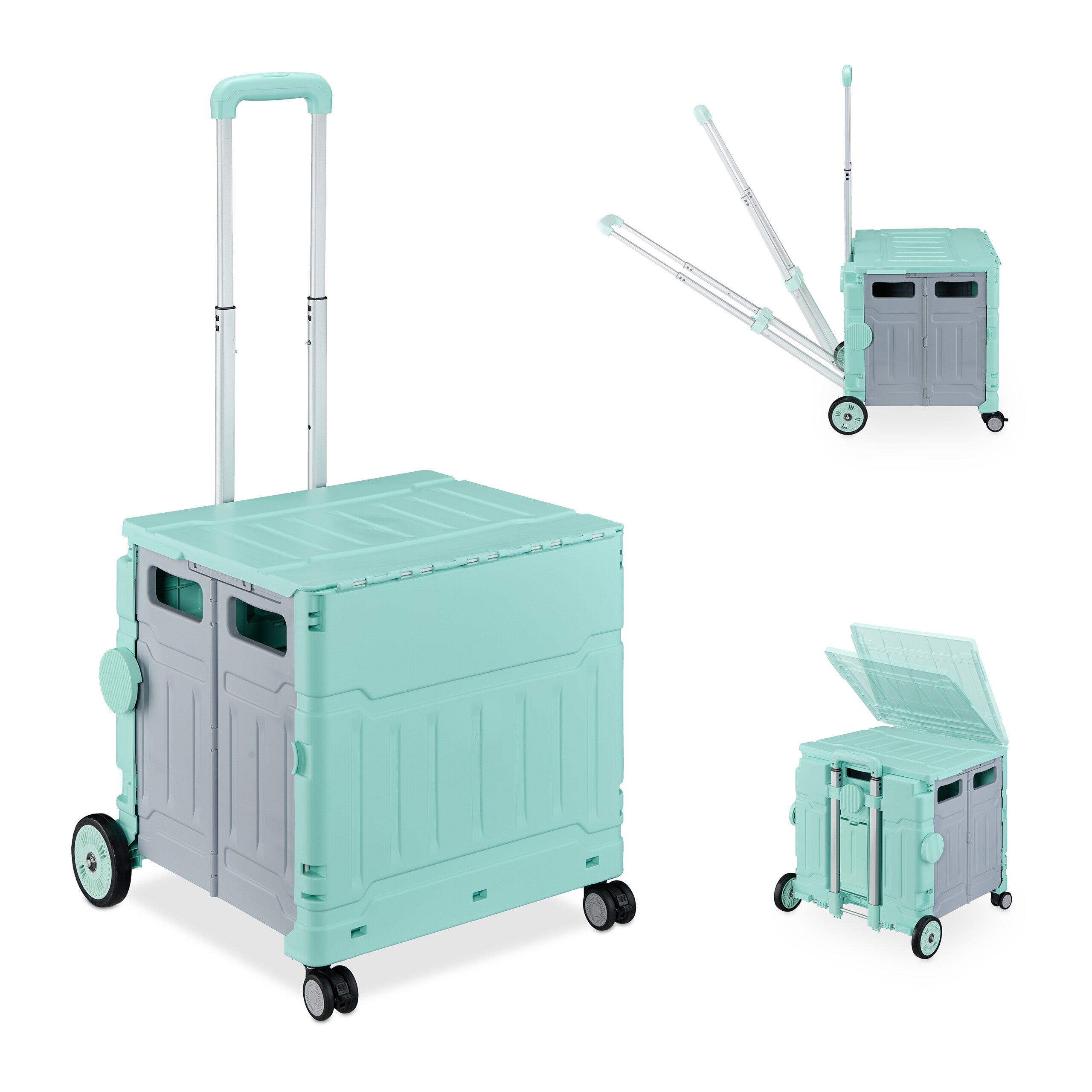 Relaxdays Carro de la Compra Plegable, Carrito de Transporte con Ruedas ...