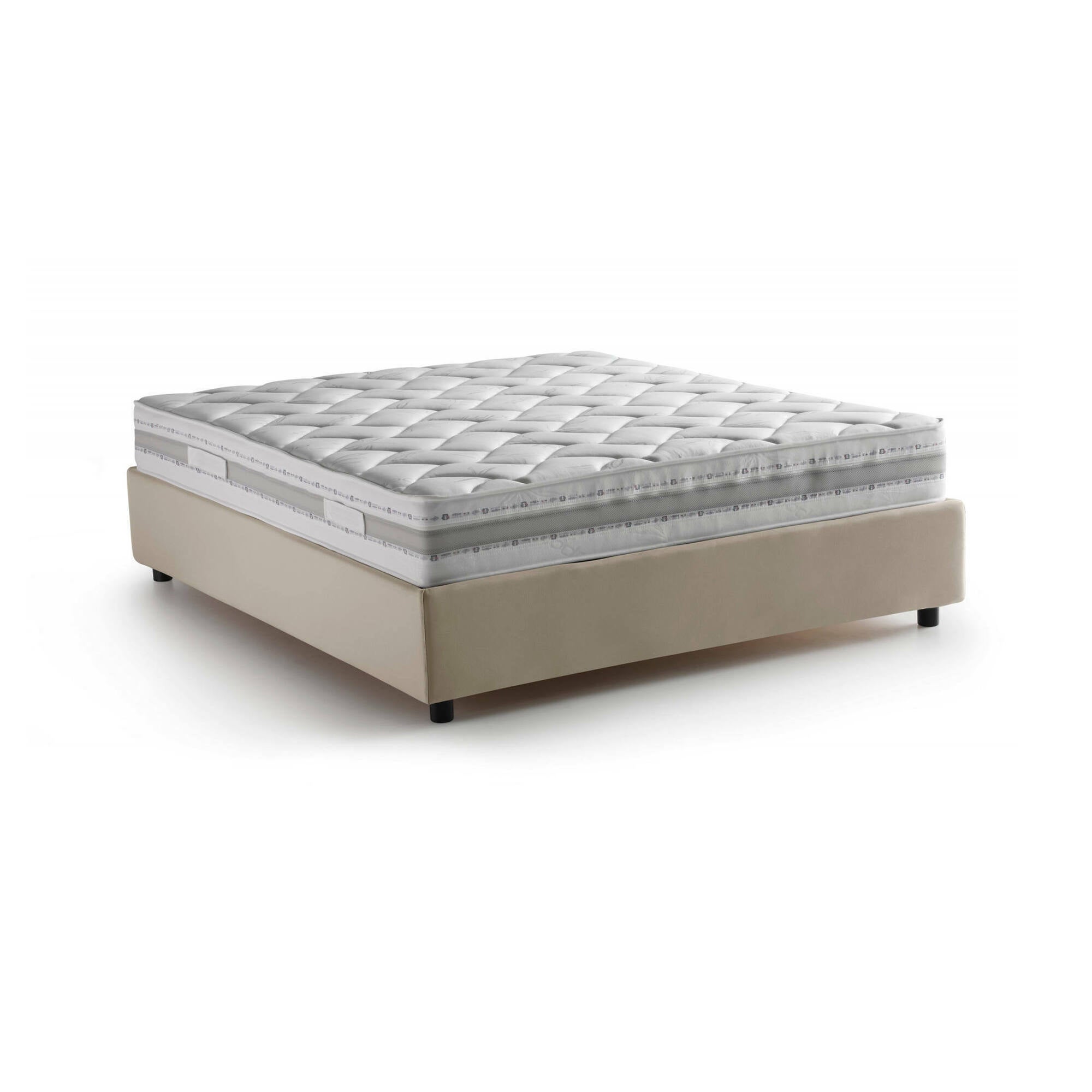 Lit double Alessander, Lit coffre avec revêtement en tissu, 100% Made ...