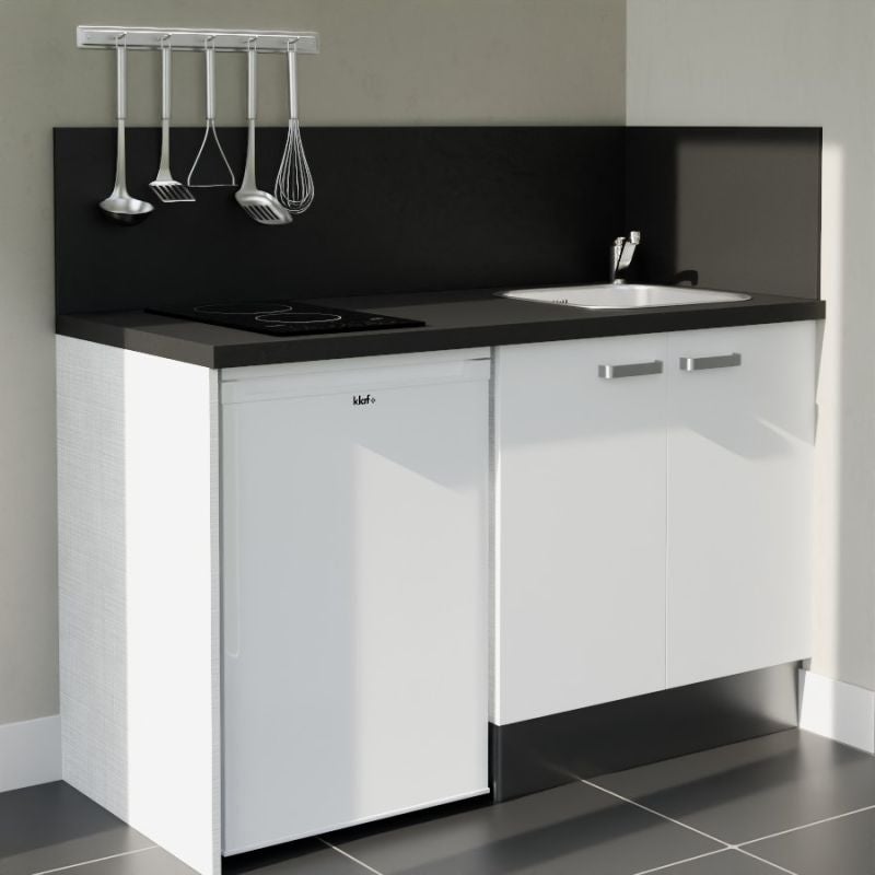 Kitchenette K17L-PT - 140 cm - plan stratifié, évier inox, - Façade ...