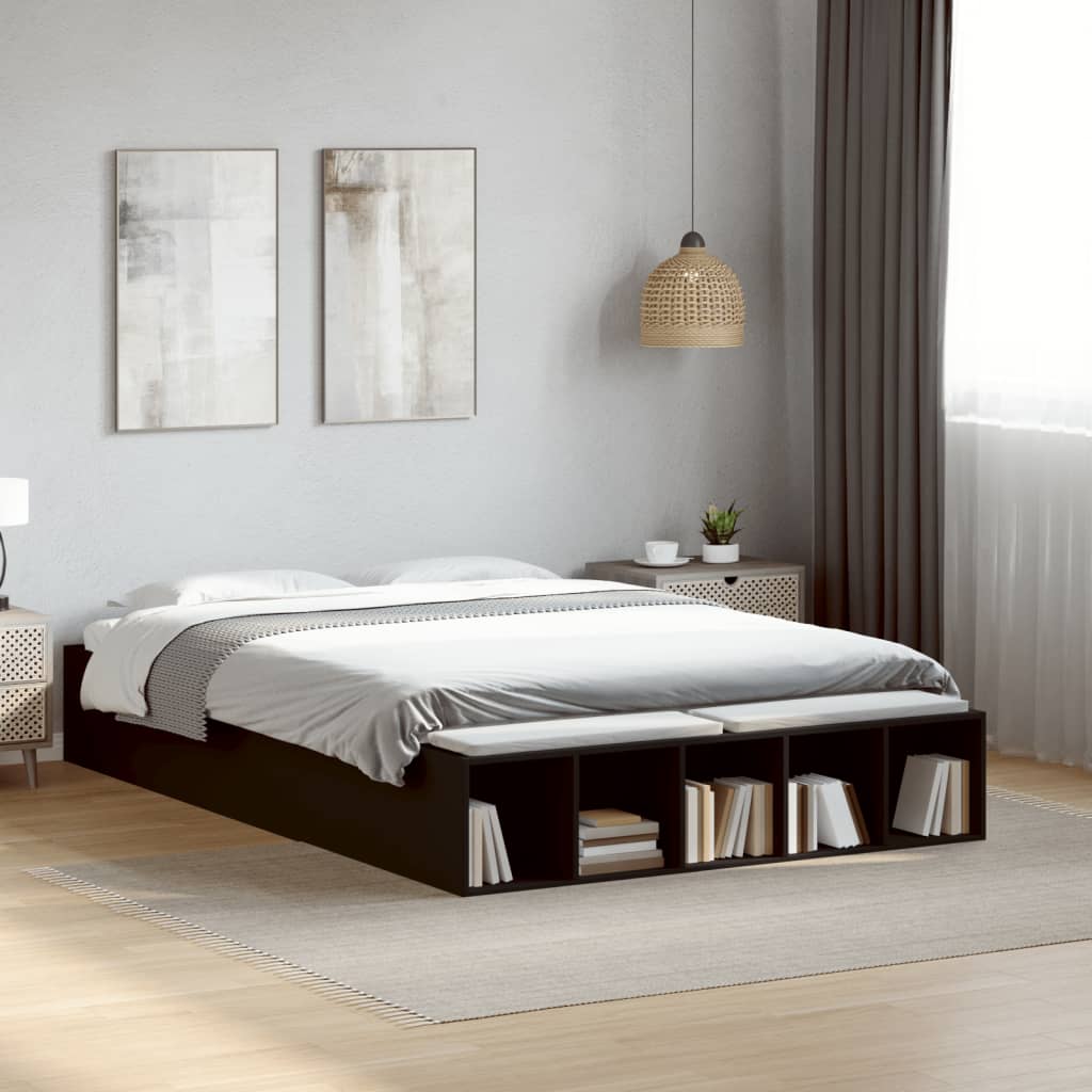 Estructura de cama negra de madera contrachapada 135x190 cm | Leroy Merlin