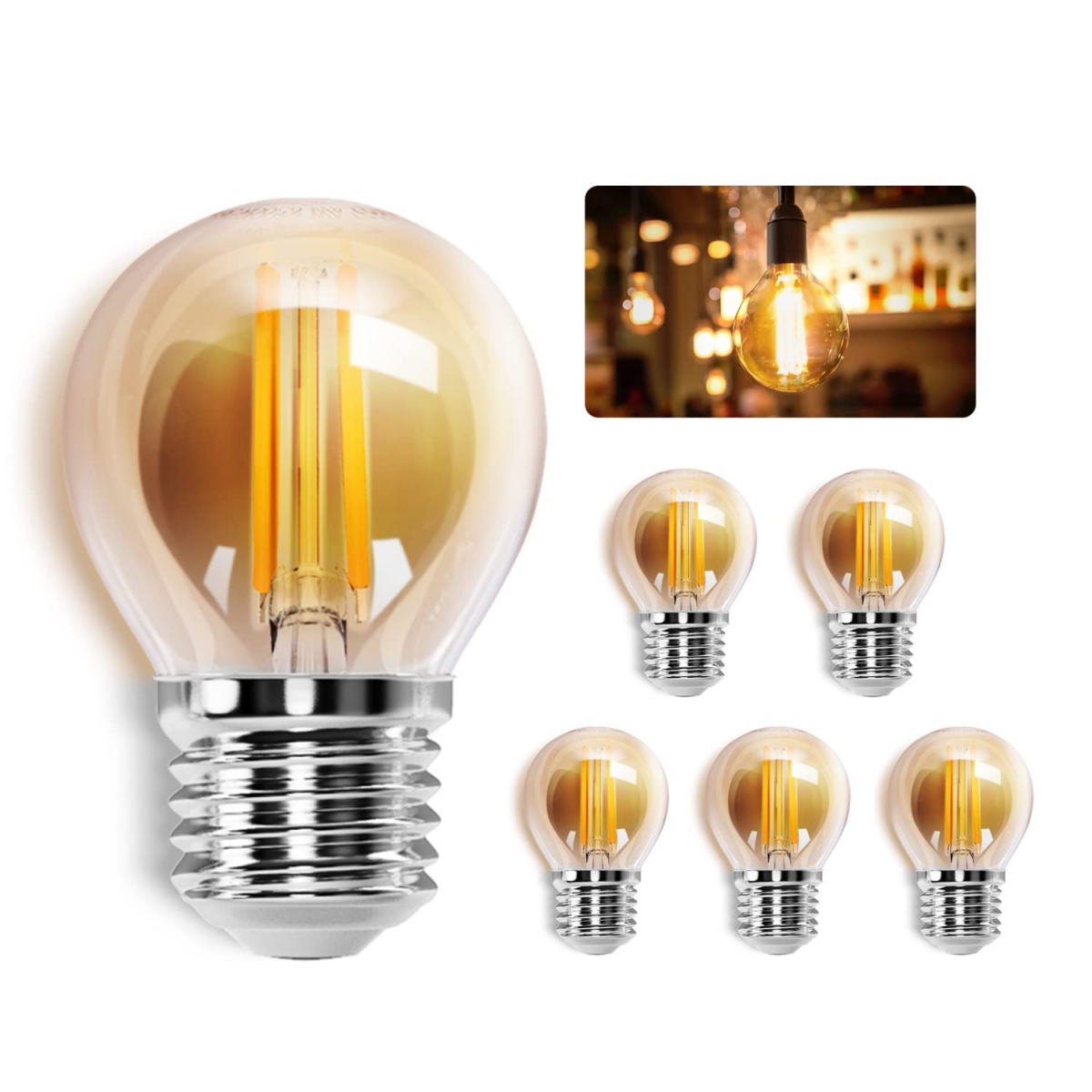 Bombilla LED Filamento E27, Blanco Cálido 2200K, 420LM, 4W (equivalente ...
