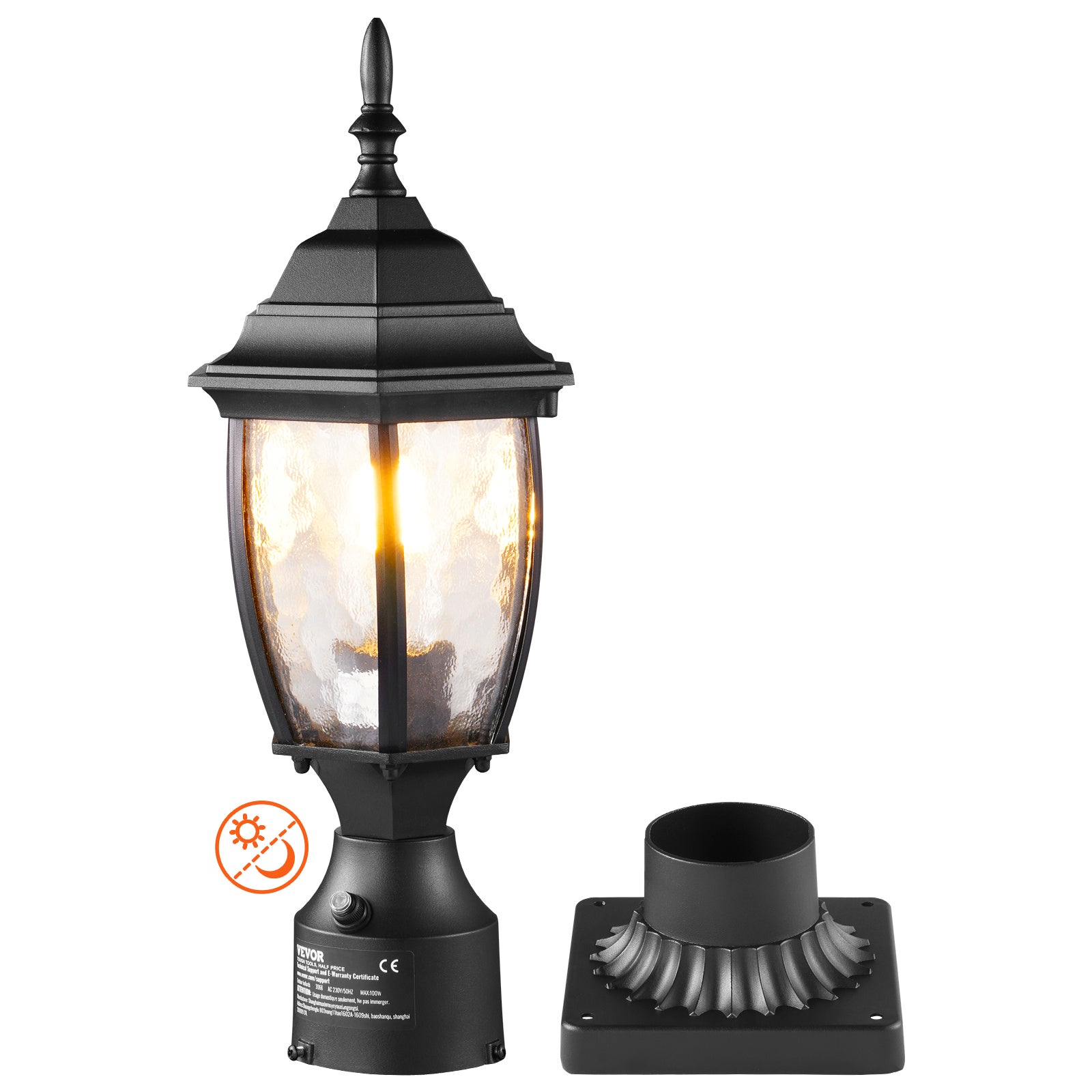 Lampa ogrodowa stojaca VEVOR E27 z czujnikiem zmierzchu slupkowa ...