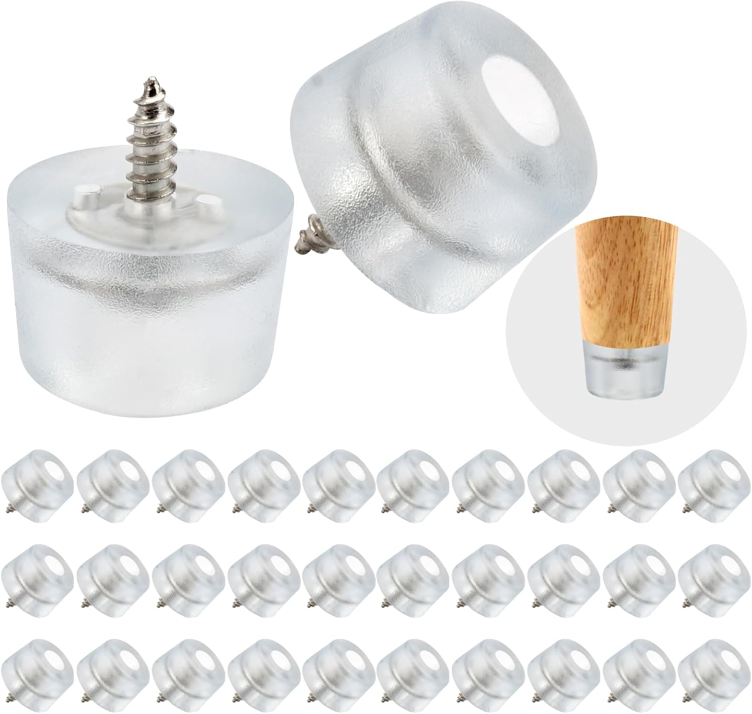 Lot de 32 Patin Chaise, Transparent Pieds De Meubles en Caoutchouc ...