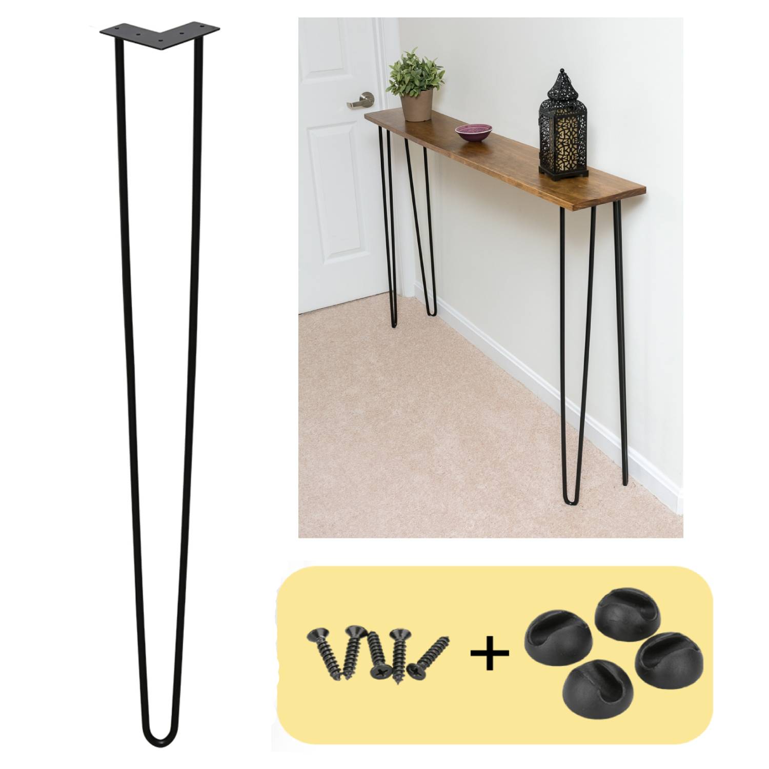 Set 4 Pied Epingle en Métal,2 stands Pied de Table 72cm Jambes en métal ...